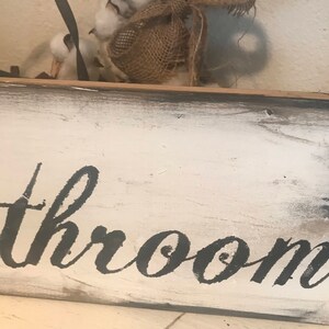 Farmhouse Bathroom Sign / Rustic Hand Painted Wall Decor / Distressed ...