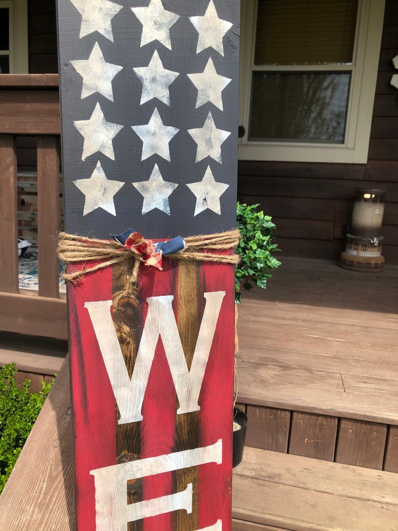 Patriotic Welcome Sign / Porch Sign / Patriotic Flag Sign / Flag ...