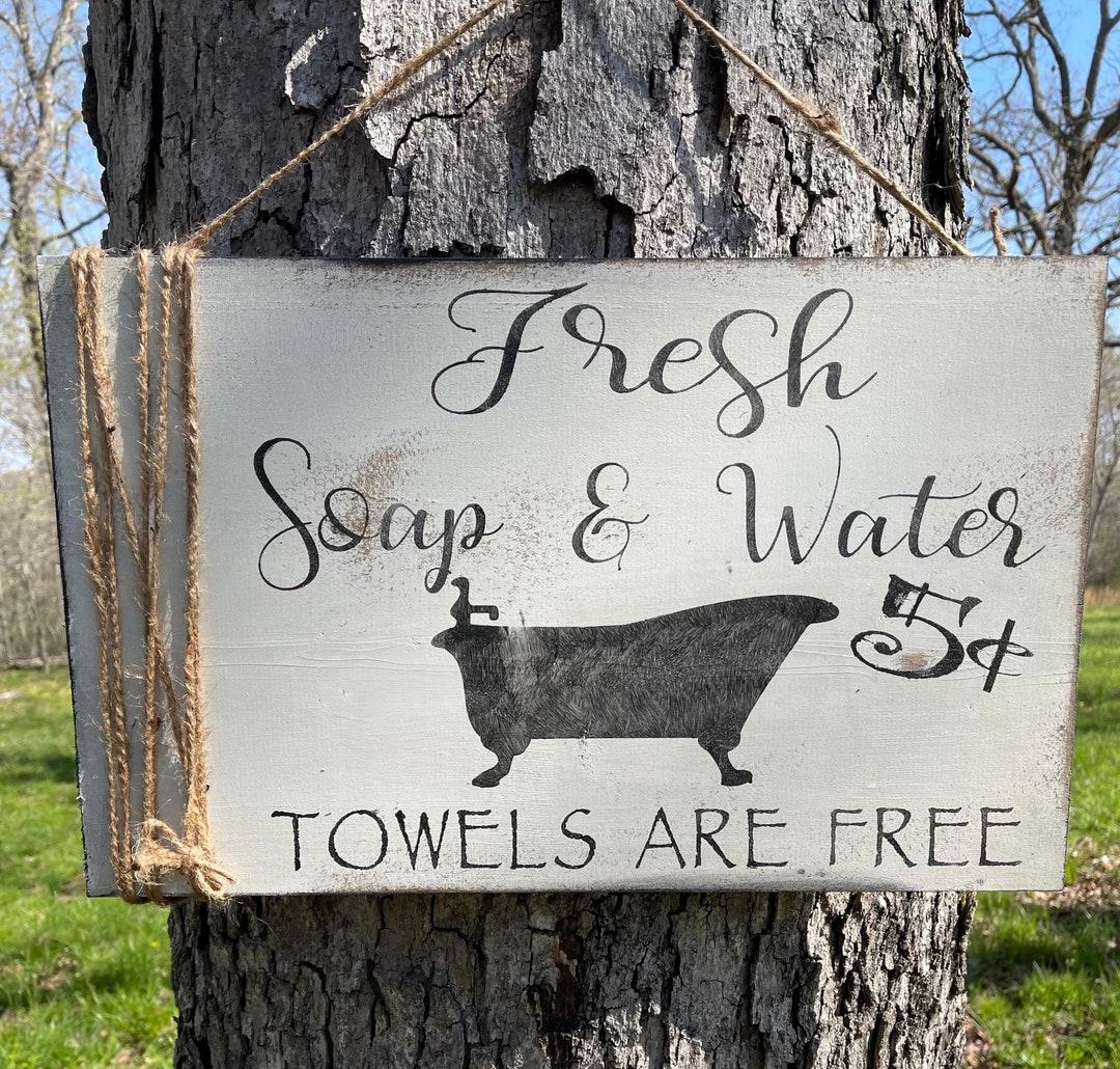 Fresh Soap and Water Sign / Farmhouse Bathroom Sign / Rustic Soap and ...