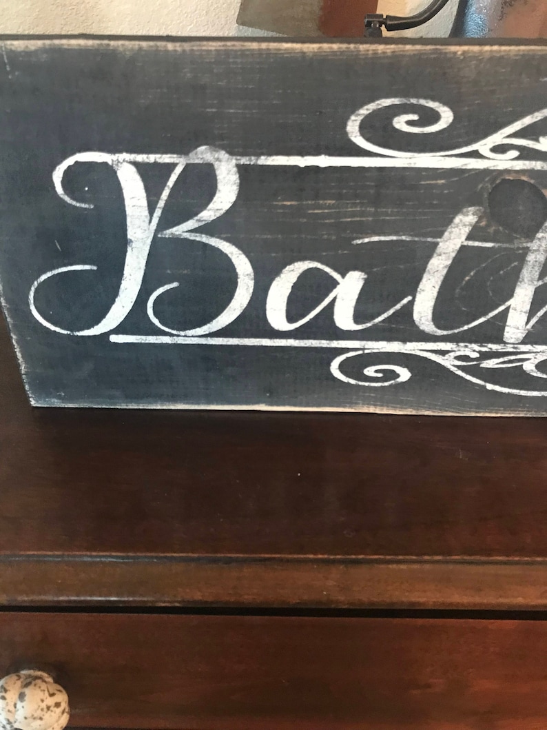 Farmhouse Bathroom Sign / Rustic Hand Painted Wall Decor / | Etsy
