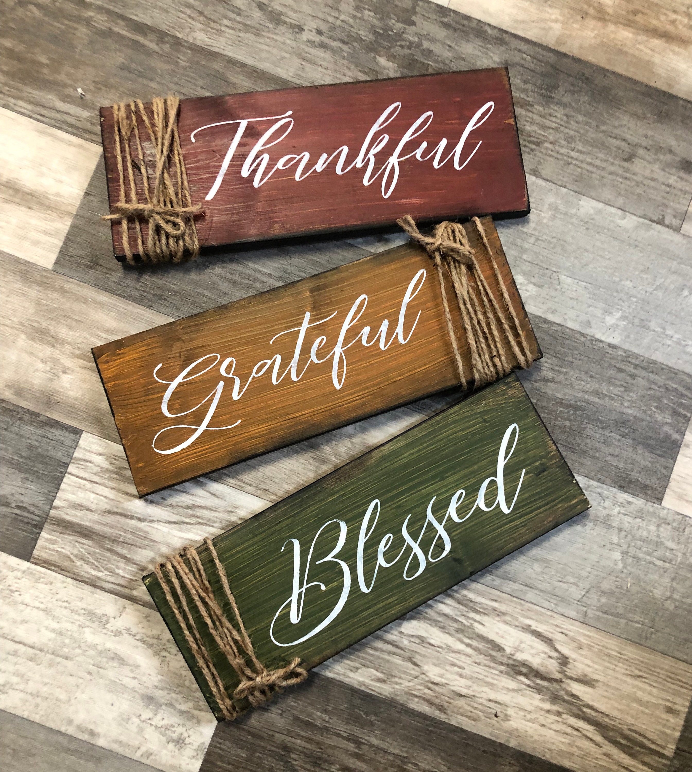 Farmhouse Fall Sign Set: Thankful, Grateful, Blessed Rustic Decor - Etsy