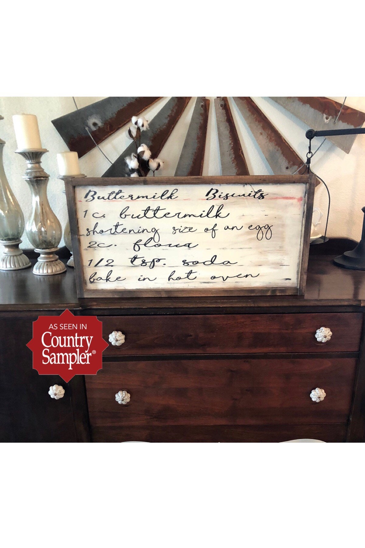 Buttermilk Biscuits Recipe Sign, Farmhouse Kitchen Decor, Vintage ...
