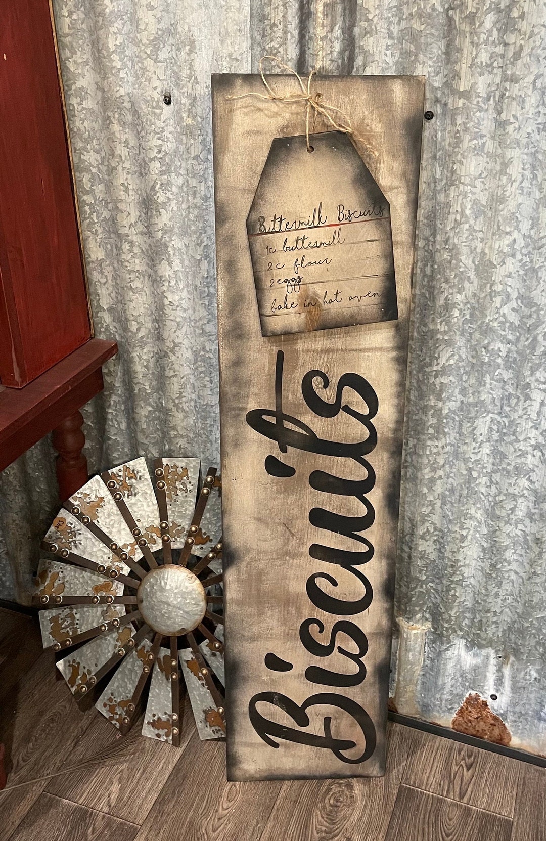 Buttermilk Biscuits Recipe Card Sign / Farmhouse Sign / Vintage Recipe ...