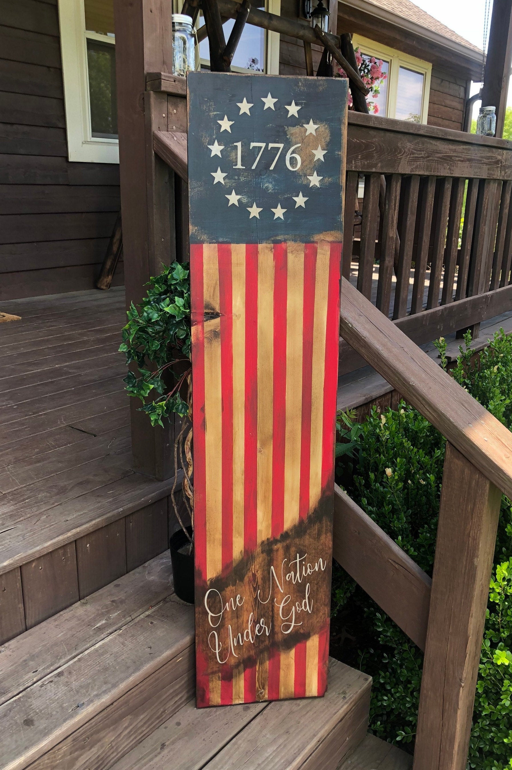 Patriotic Flag Sign / Porch Sign / Patriotic Flag Sign / Flag - Etsy