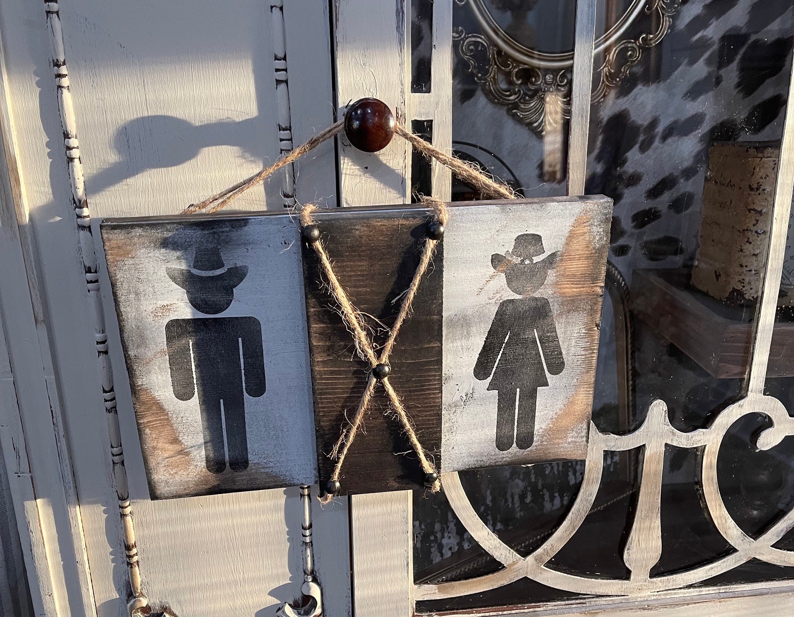 Cowboy & Cowgirl Restroom Sign | Rustic Western Bathroom Sign ...
