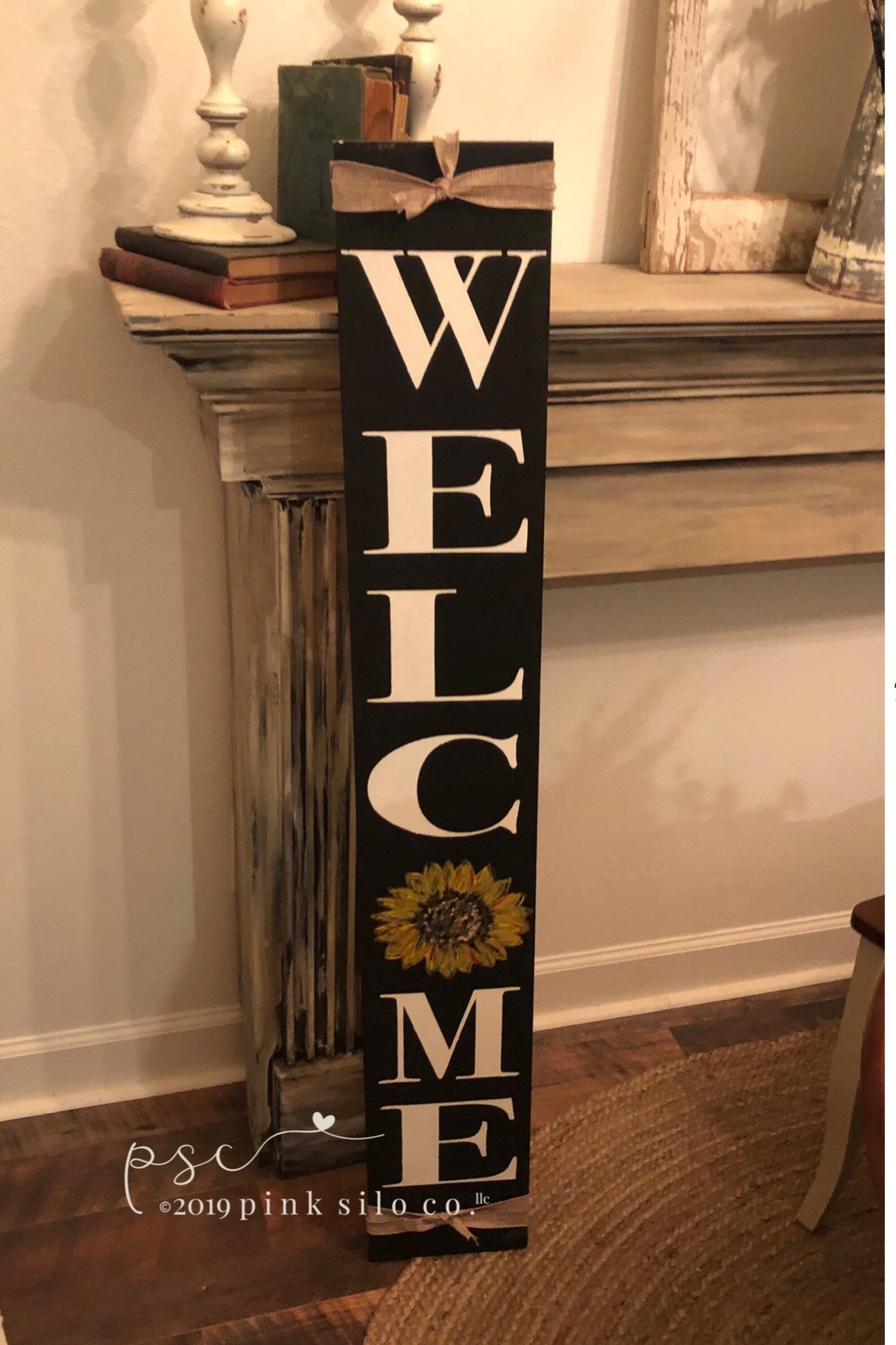 Large Welcome Sign With a Sunflower / 3 or 4 Ft / Hand Painted - Etsy