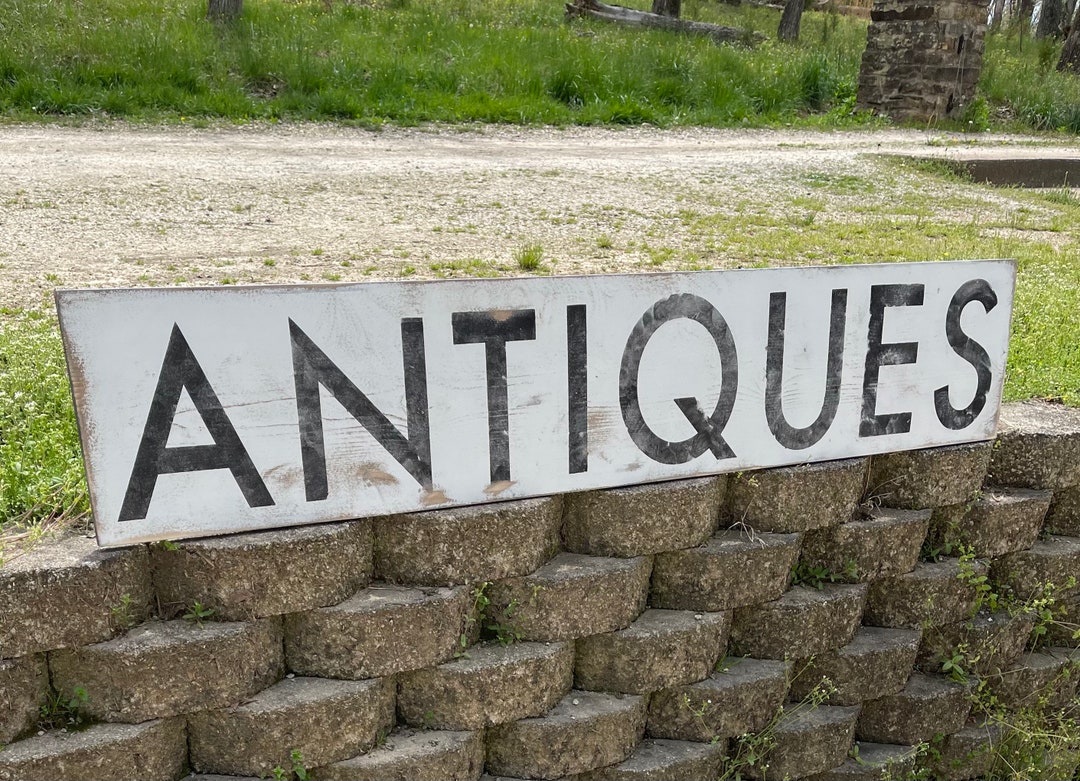 Large Antiques Sign / Farmhouse Sign / Rustic Sign / Wood Sign / Hand ...