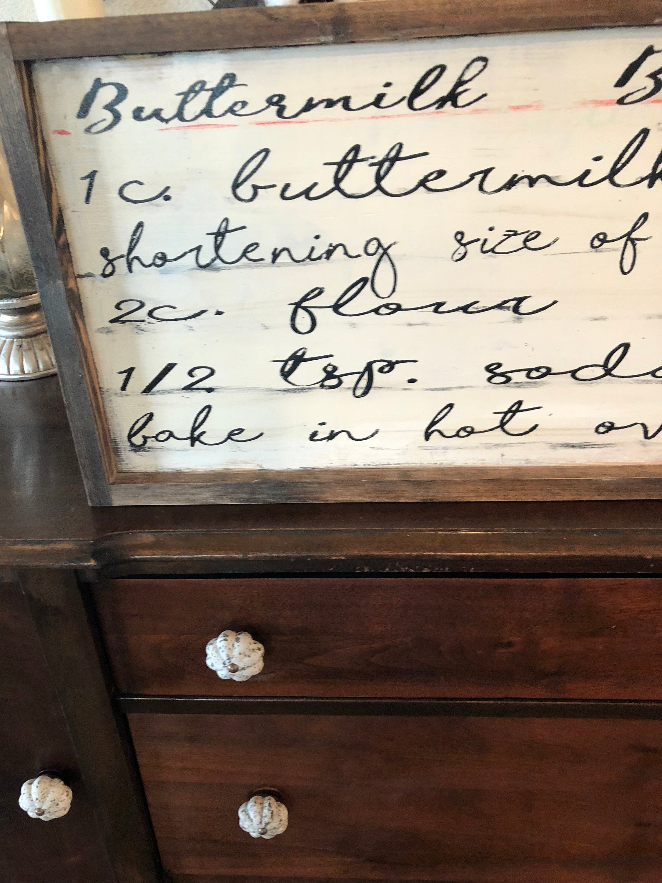 Buttermilk Biscuits Recipe Sign, Farmhouse Kitchen Decor, Vintage ...