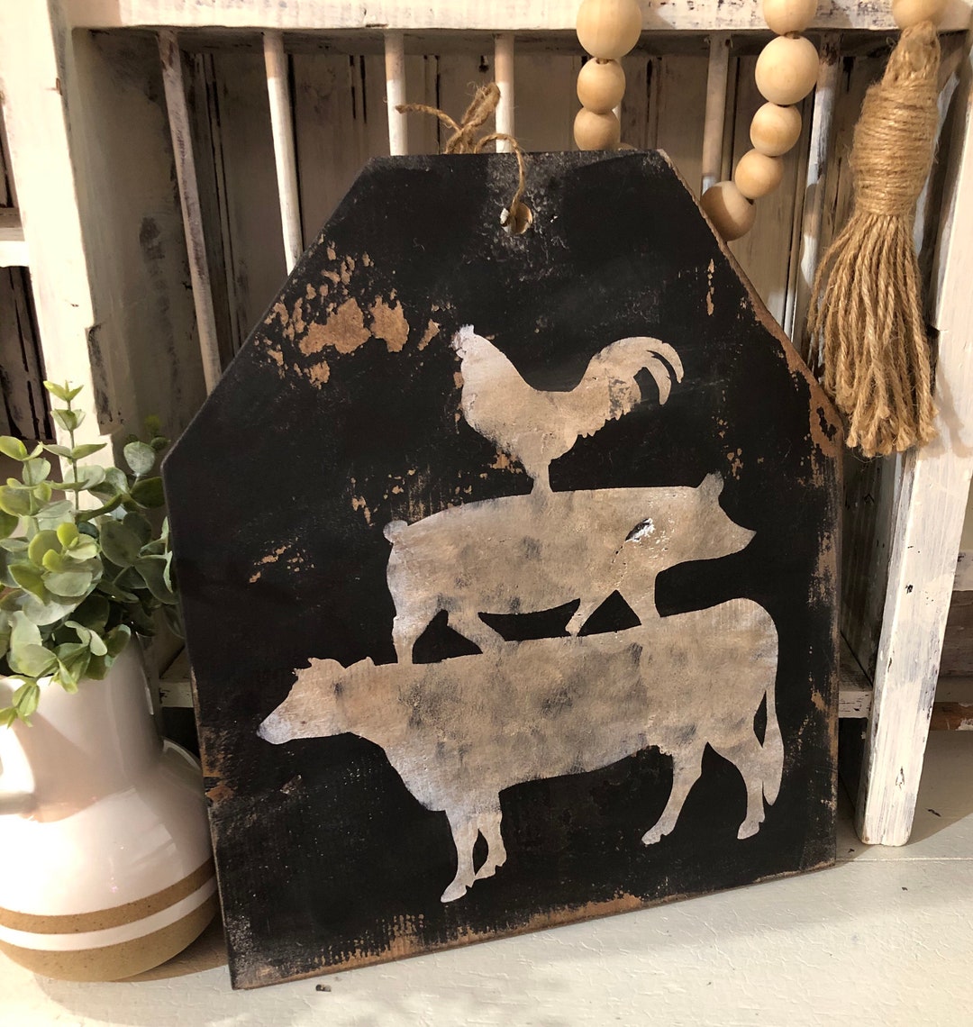 Hand Painted Farmhouse Tag Sign: Rustic Animal Decor (13x11.25) - Etsy