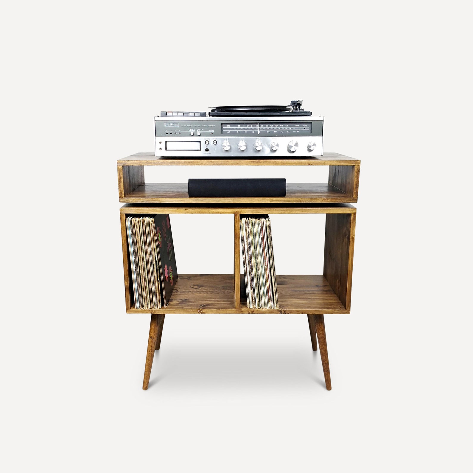 Mid Century Modern Record Console, Turntable Stand, Vinyl Retro Console ...