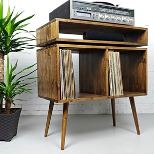 Mid Century Modern Record Console Turntable Stand Vinyl - Etsy