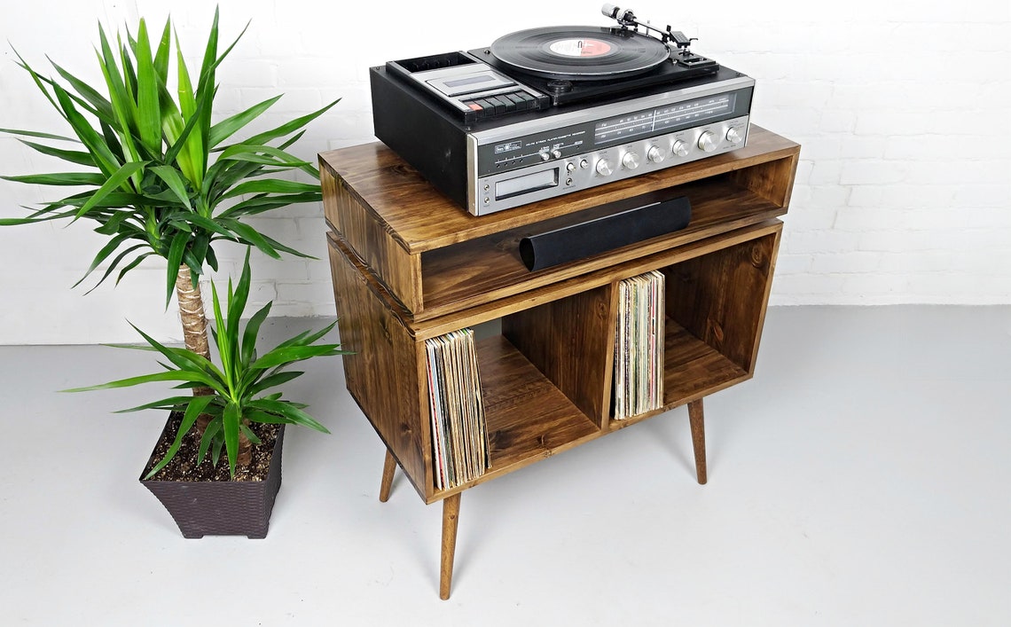 Mid Century Modern Record Console Turntable Stand Vinyl - Etsy