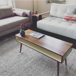 Scandinavian Mid Century Modern Coffee Table Walnut With - Etsy
