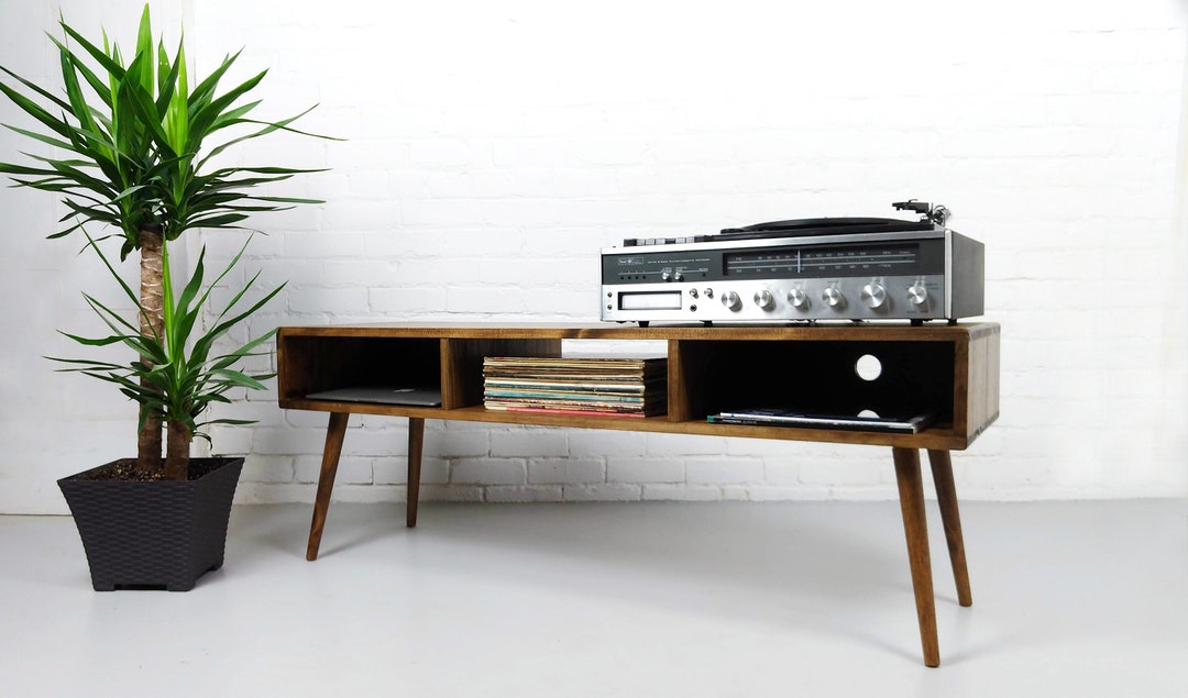 Mid Century Modern Media Console TV Console Real Wood Media - Etsy