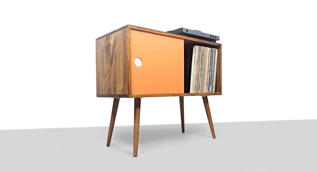 Mid Century Modern Record Console, MCM, Vinyl Storage, Media Stand ...