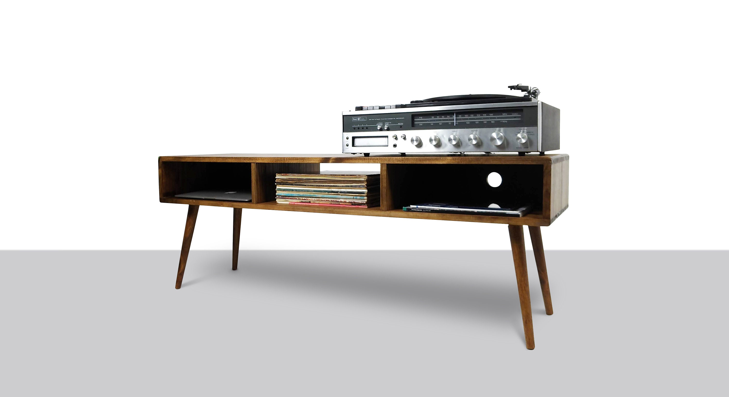 Mid Century Modern Media Console TV Console Real Wood Media - Etsy