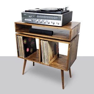 Mid Century Modern Record Console, Turntable Stand, Vinyl Retro Console ...