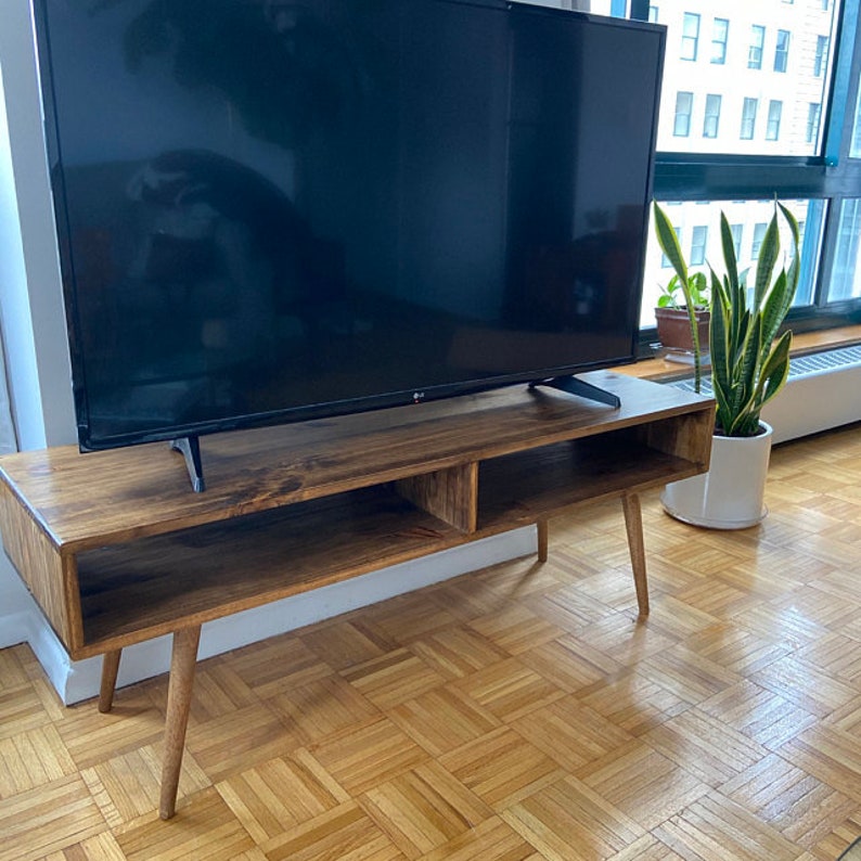 Mid Century Modern Media Console TV Console Real Wood Media - Etsy