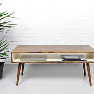 Scandinavian Mid Century Modern Coffee Table Walnut With - Etsy