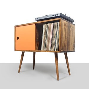 Mid Century Modern Record Console, MCM, Vinyl Storage, Media Stand ...