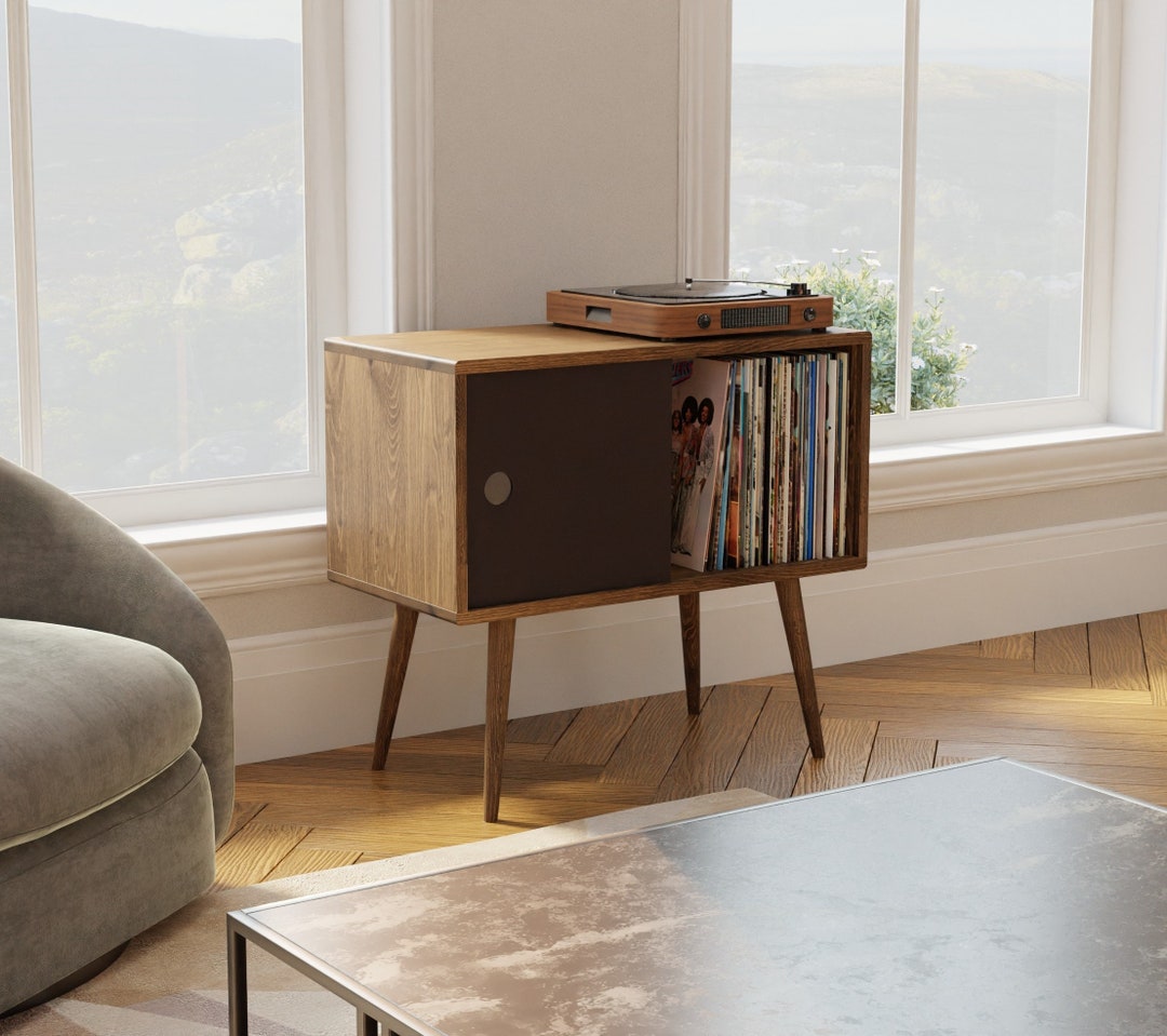 Mid Century Modern Record Console, MCM, Vinyl Storage, Media Stand ...