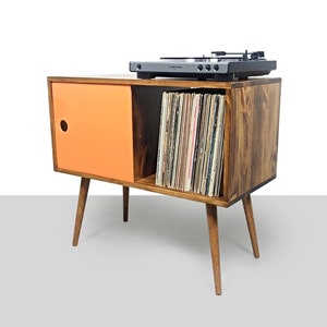 Mid Century Modern Record Console MCM Vinyl Storage Media - Etsy