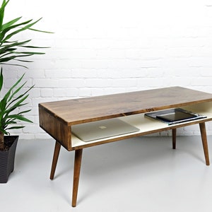 Scandinavian Mid Century Modern Coffee Table Walnut With - Etsy