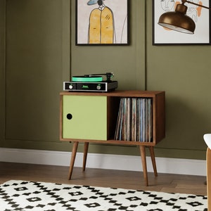 Mid Century Modern Record Console, MCM, Vinyl Storage, Media Stand ...