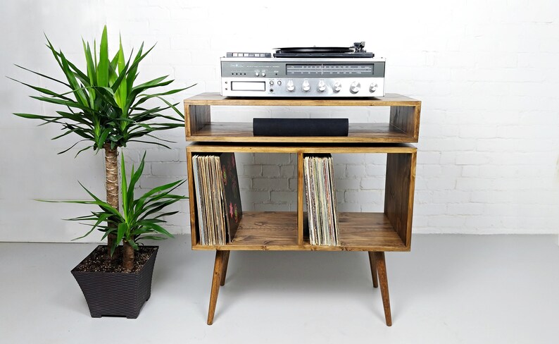 Mid Century Modern Record Console Turntable Stand Vinyl - Etsy