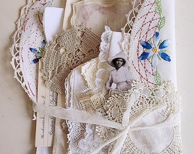 BLUE Flowers One-of-a-kind Vintage Linen Craft Bundle - Etsy