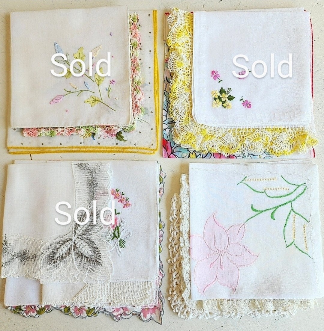 Vintage Pink Summer Wedding Pink Hankerchief Bundle, Handkerchief ...