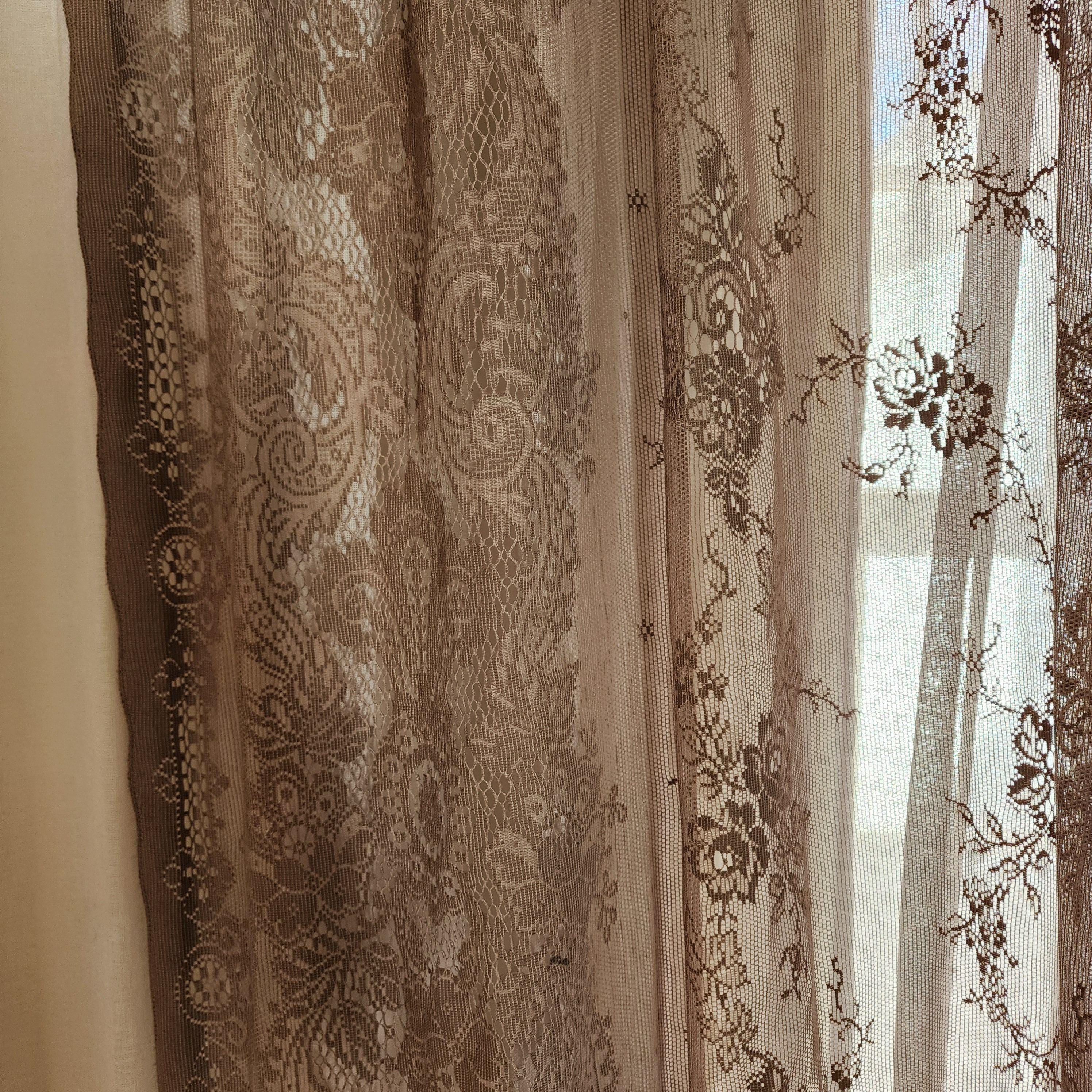 Vintage Hand Dyed MAUVE Color Lace Curtain Panel, Floral - Etsy