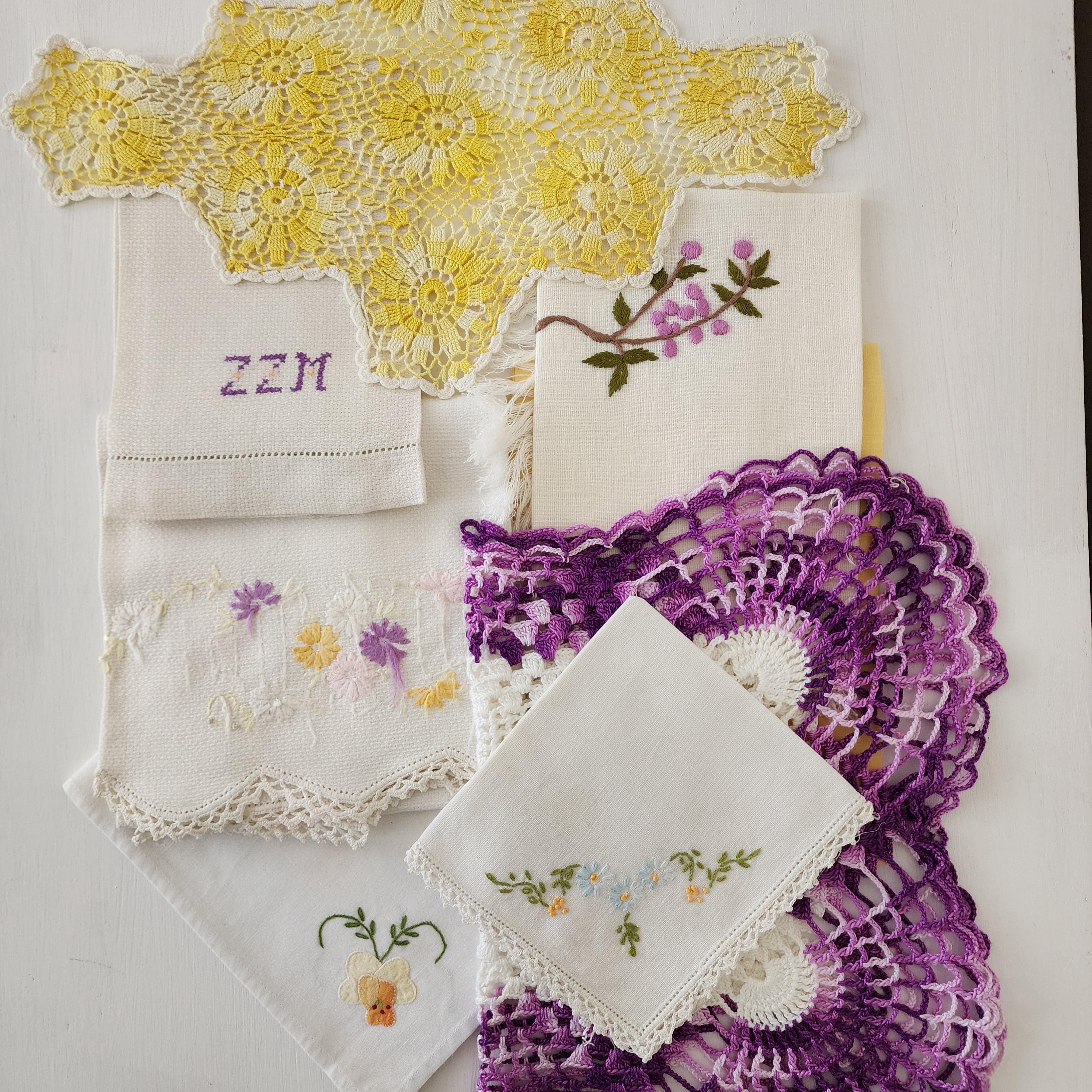 Vintage VIOLET Linen Craft Bundle, Hand-washed Fabric Pieces - Etsy