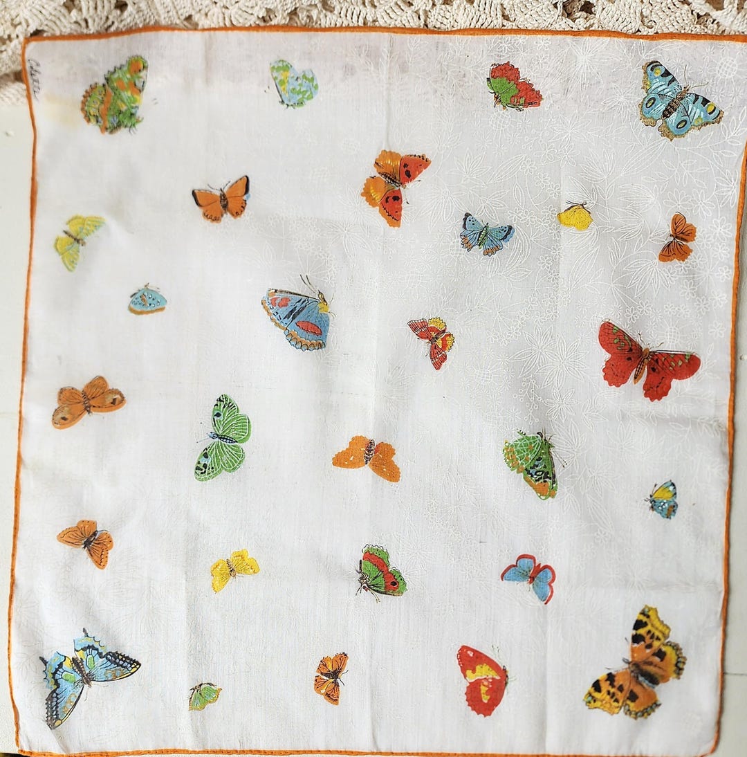 Beautiful Butterfly Handkerchief Signed Colette - Etsy