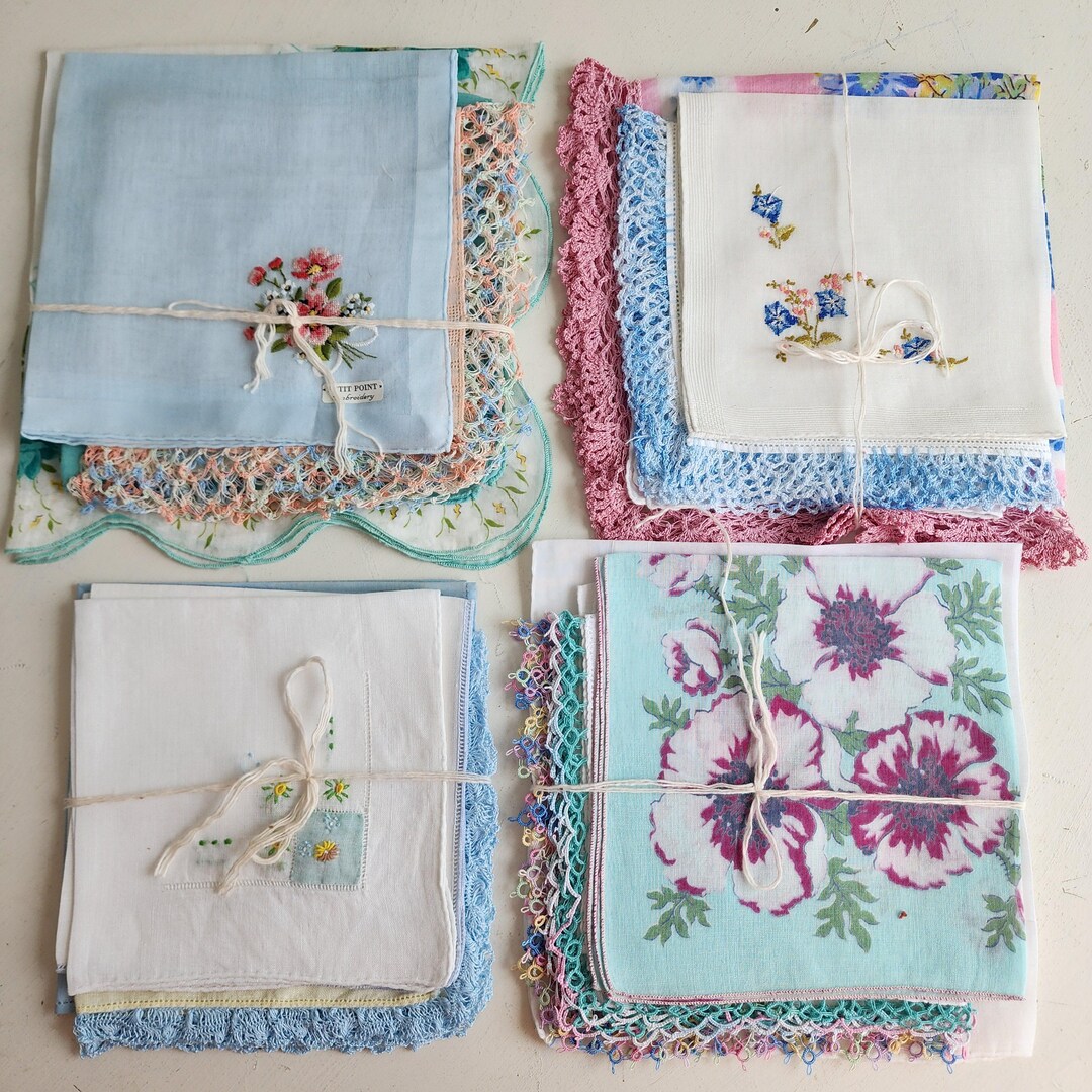 Vintage COLORFUL Color Handkerchief, Hankies Bundle - Etsy