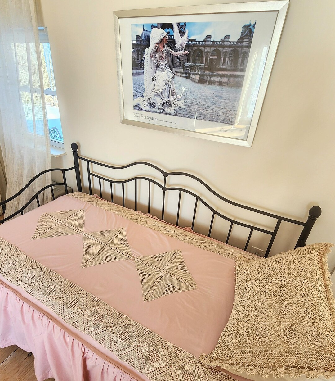 TWIN Hand MADE Vintage Bed Cover + 1 Decorative Pillow Case. Hand ...
