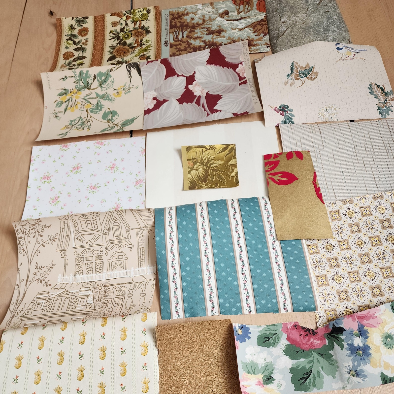 Vintage Wallpaper Cuttings: 1900s-1950-1980s Usa-made Scrapbook Paper ...