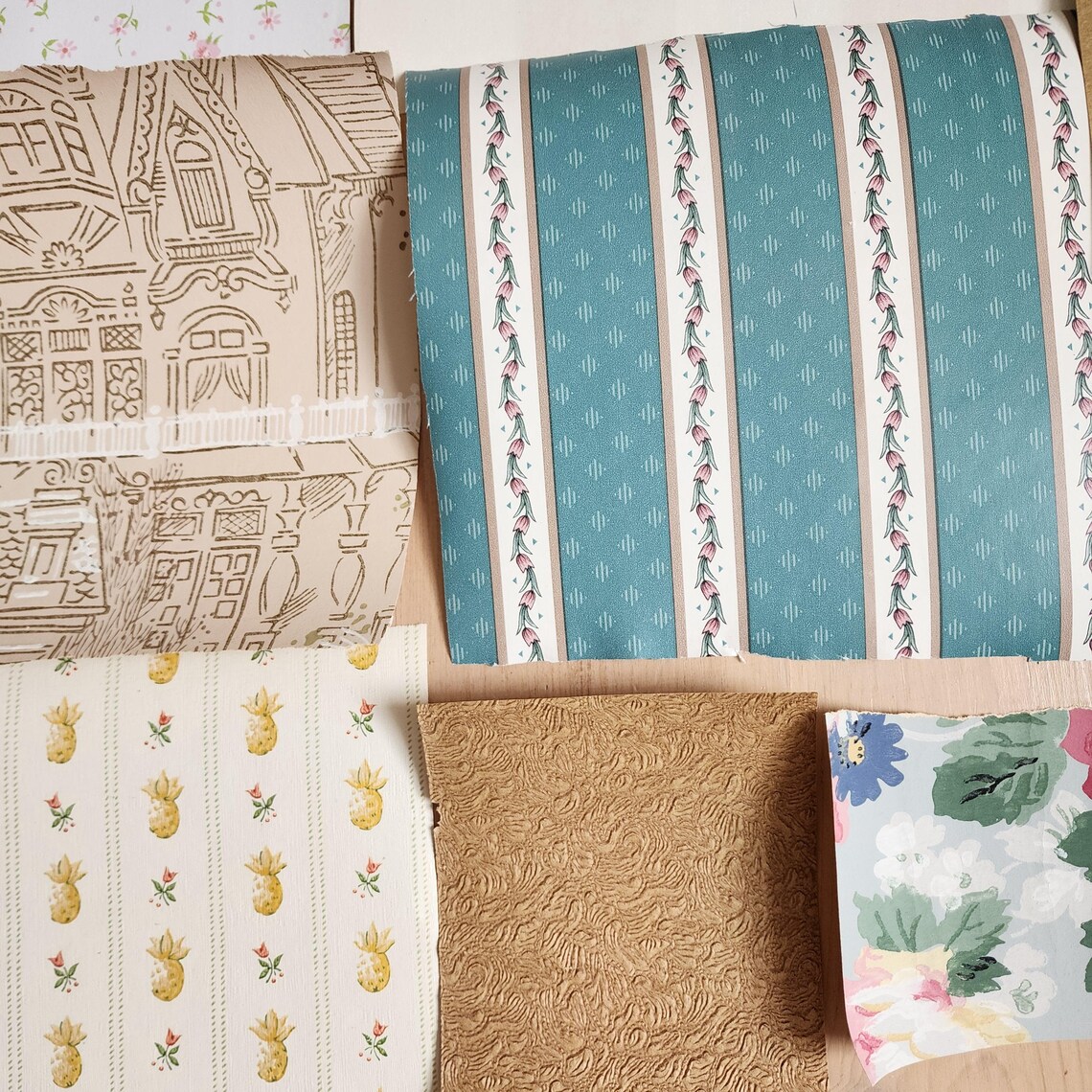 Vintage Wallpaper Cuttings: 1900s-1950-1980s Usa-made Scrapbook Paper ...