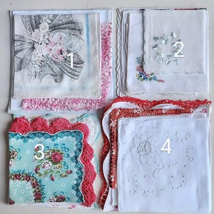 Vintage Pink and Red Hankerchief Bundle, Wedding Gift. Choose Which One - Etsy