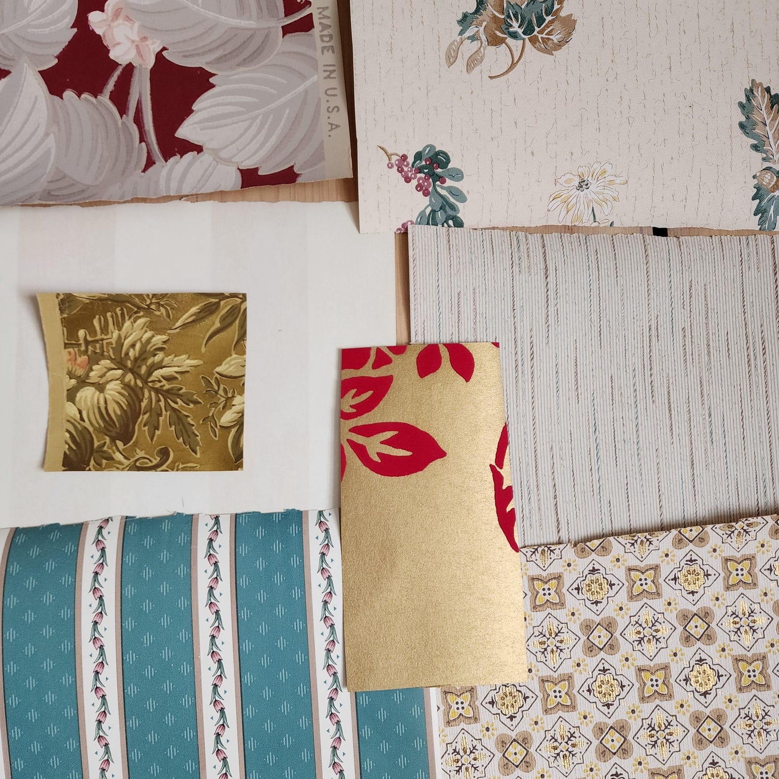 Vintage Wallpaper Cuttings: 1900s-1950-1980s Usa-made Scrapbook Paper ...
