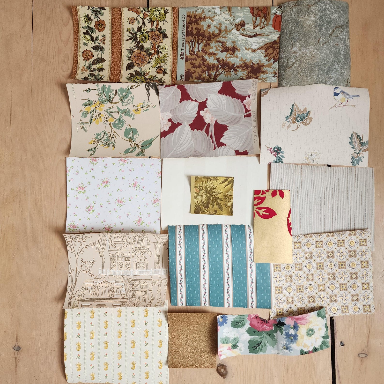 Vintage Wallpaper Cuttings: 1900s-1950-1980s Usa-made Scrapbook Paper ...