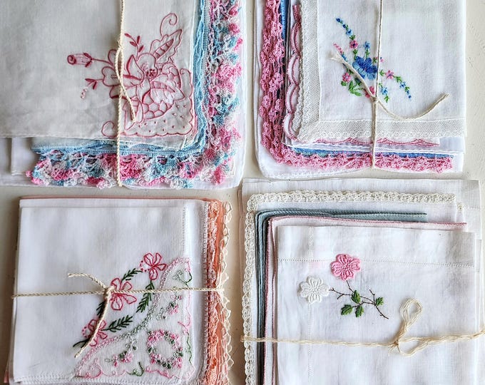 Vintage PINK Color Handkerchief, Hankies Bundle, Choose Which One You ...