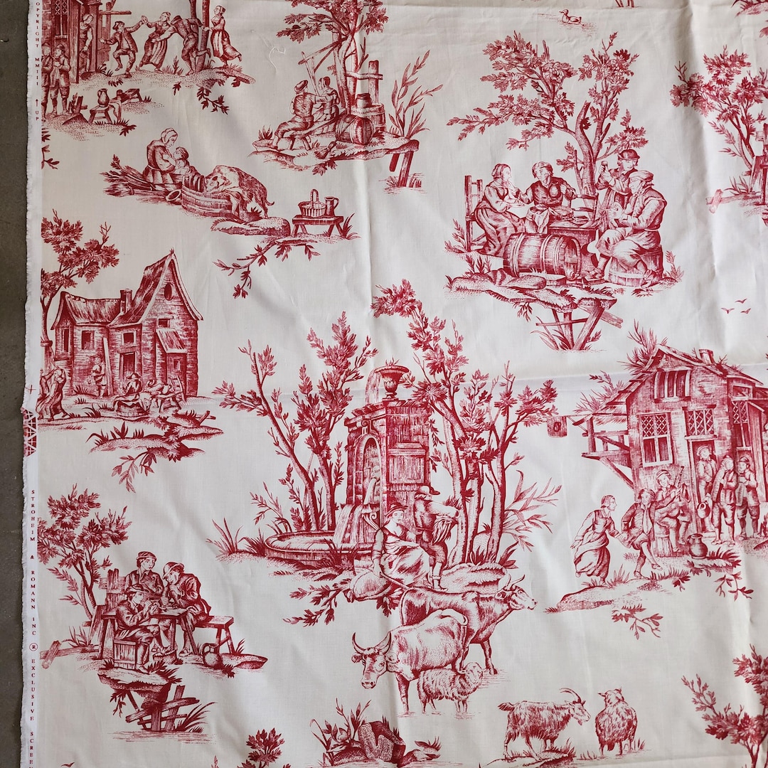Vintage Toile Victorian Country Scene Fabric by STROHEIM & ROMANN Inc ...