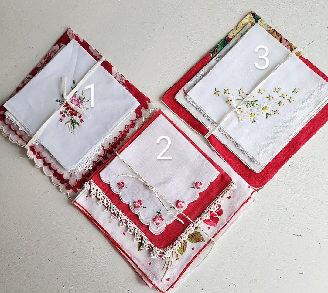 Vintage Red Color Handkerchief, Hankies Bundle, Choose Which One You ...