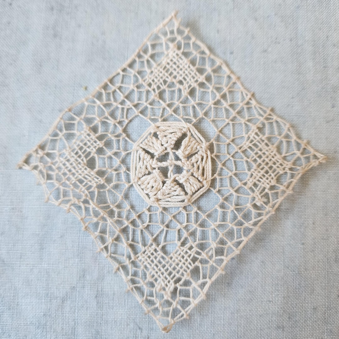 Antique Handmade Netted Filet Lace Square - Etsy