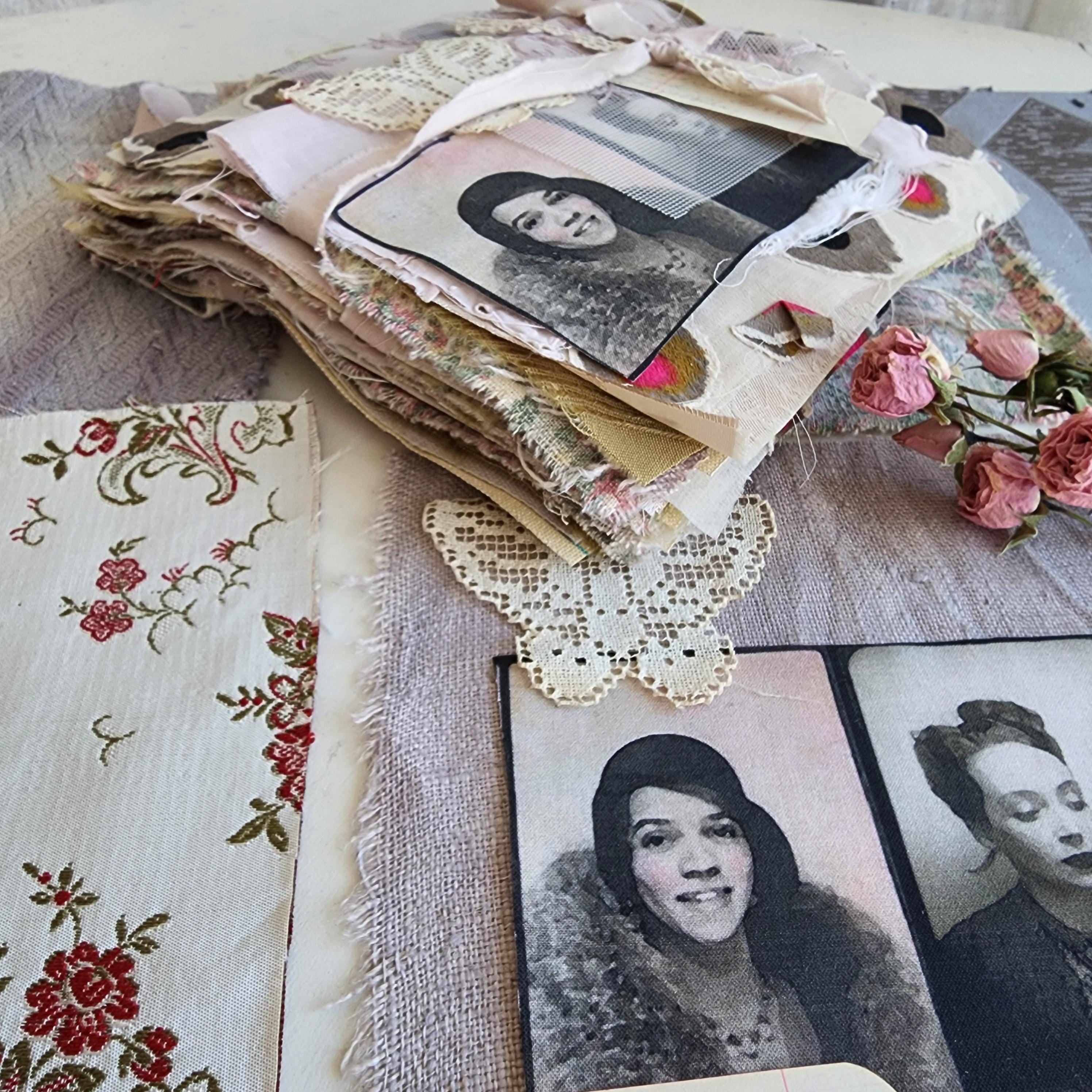 Vintage Fabric Squares: Roaring Twenties Texture Bundle, Junk Journal ...