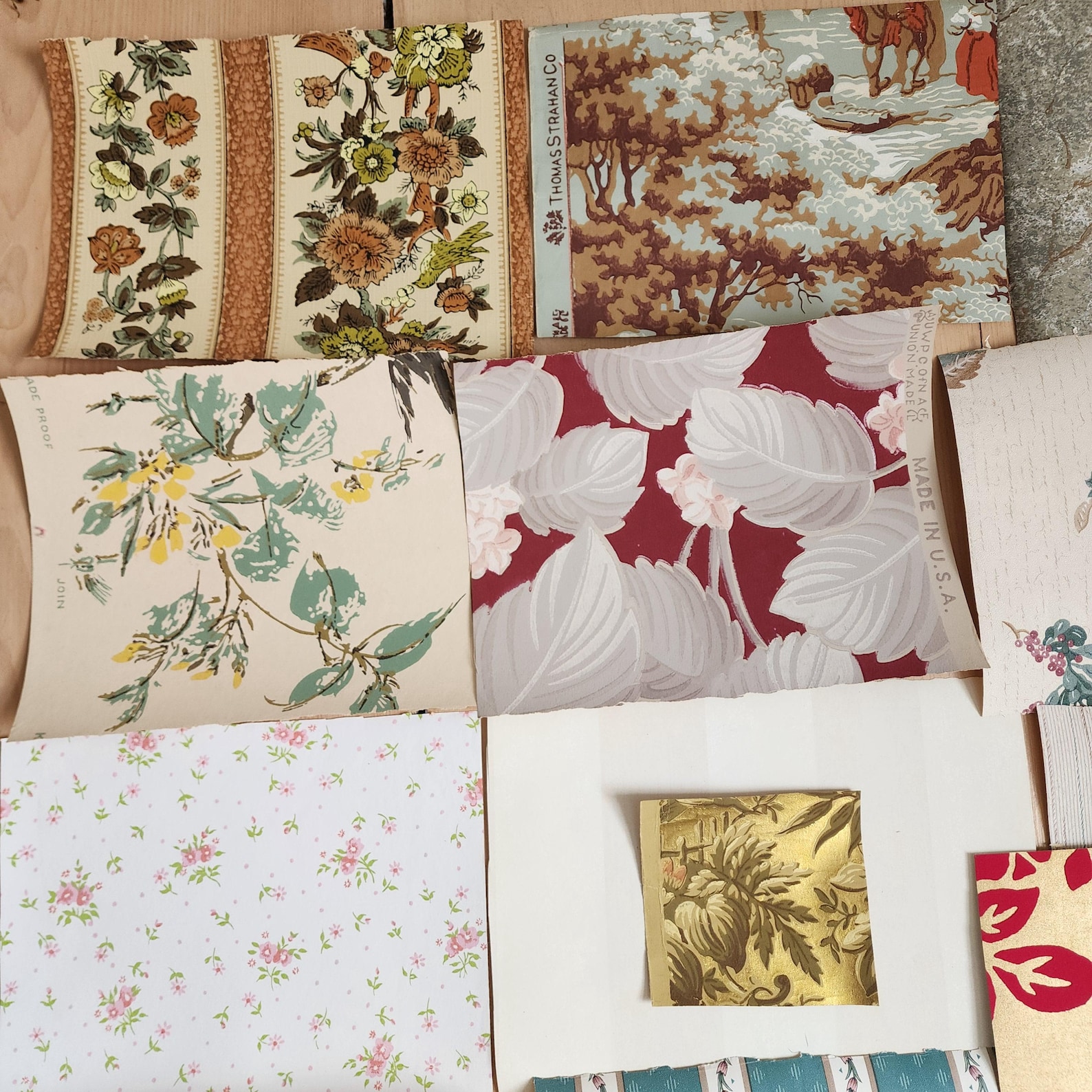 Vintage Wallpaper Cuttings: 1900s-1950-1980s Usa-made Scrapbook Paper ...