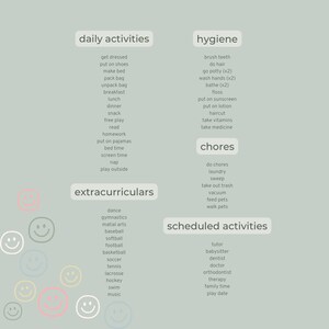 Smiley Face Morning, After School, and Evening Visual Schedule DIGITAL ...