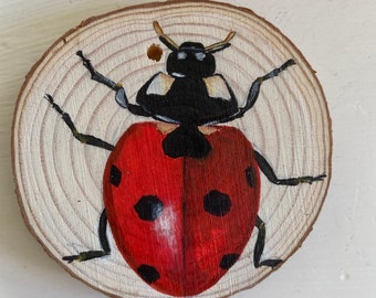 Hand Painted Acrylic on Wood Ladybug - Etsy