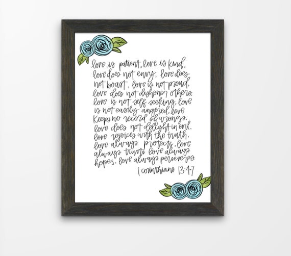 1 Corinthians 13:4-7 Hand-lettered Verse | Etsy